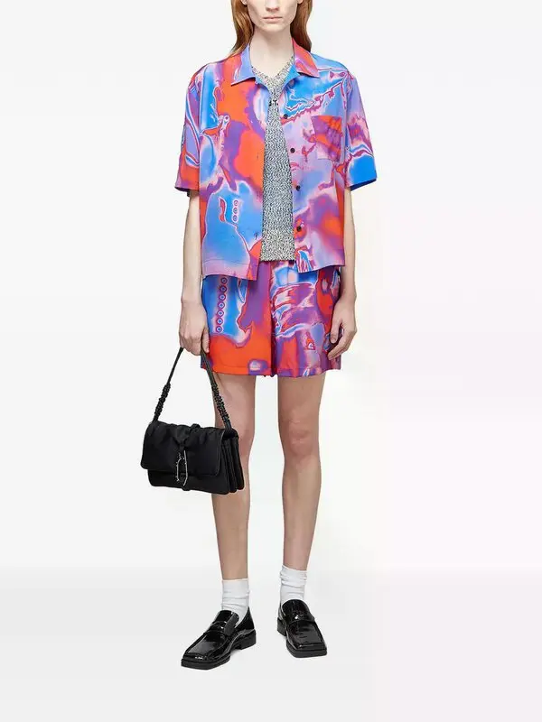 Alexander McQueen Abstract Print Collared Top