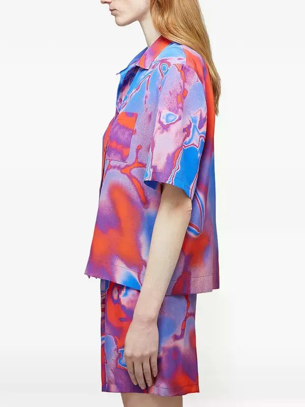 Alexander McQueen Abstract Print Collared Top