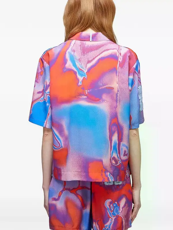 Alexander McQueen Abstract Print Collared Top