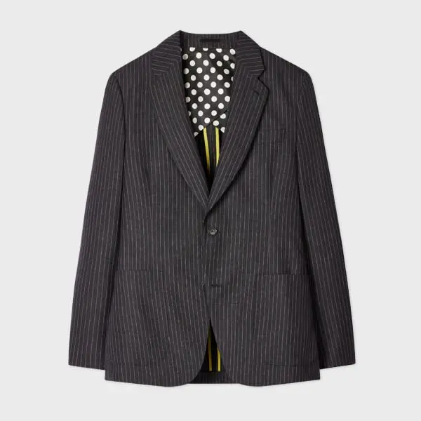 Paul Smith Charcoal Pinstripe Wool Patch-pocket Blazer