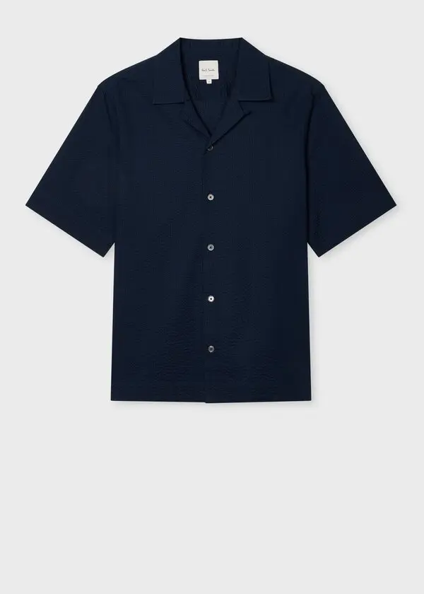 Paul Smith Navy Cotton Seersucker Shirt