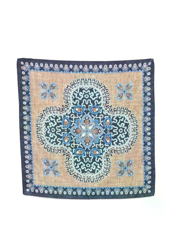 DELL'OGLIO Tokio Geometric-print Scarf - Brown