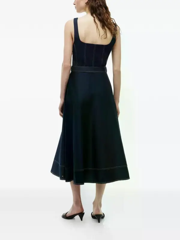 Tommy Hilfiger Belted Contrast-stitch Midi Dress
