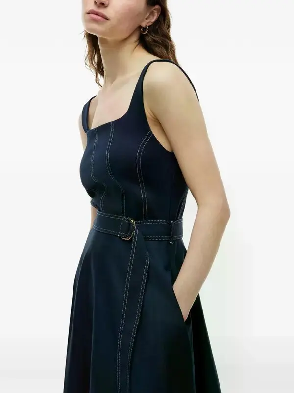 Tommy Hilfiger Belted Contrast-stitch Midi Dress