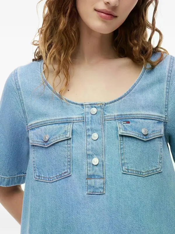 Tommy Hilfiger Denim Mini Dress With Chest Pockets