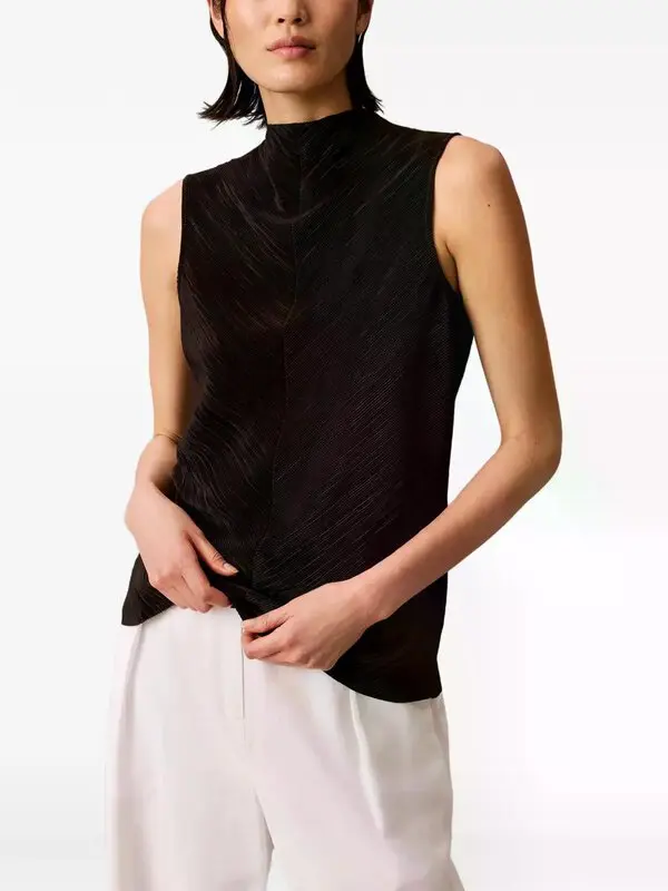 Calvin Klein Plissé Sleeveless High Neck Top
