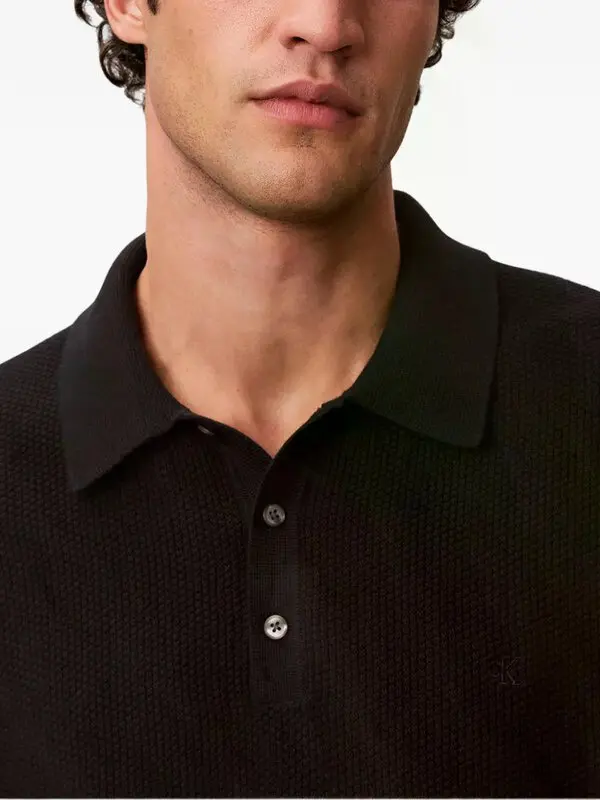 Calvin Klein Waffle-knit Logo-embroidered Polo Shirt