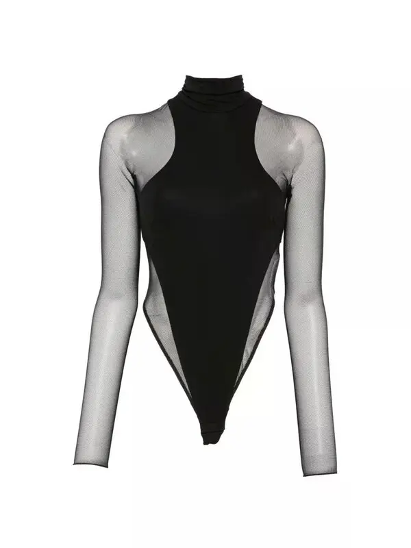 Elisabetta Franchi Sheer-panneled High-neck Bodysuit - Black