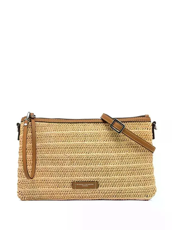 MARCELLA CLUB Woven Design Leather Trim Clutch Bag - Neutrals