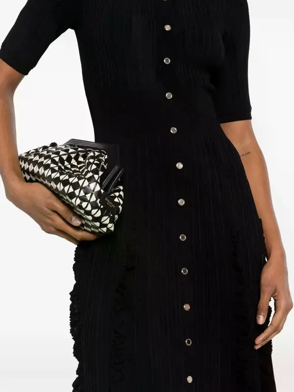 Sandro Ribbed-knit Midi Dress With Ruffle Trim