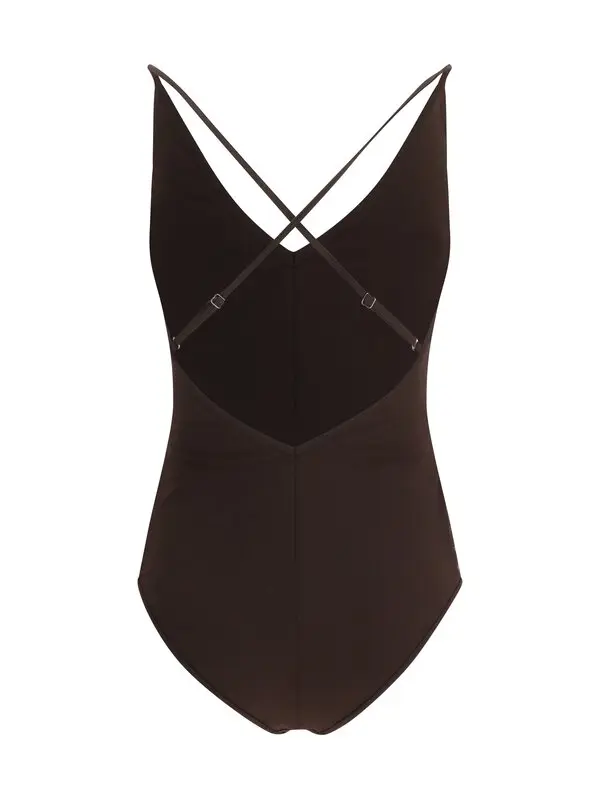 Brunello Cucinelli Shimmering Striped One-piece Swimsuit - Brown