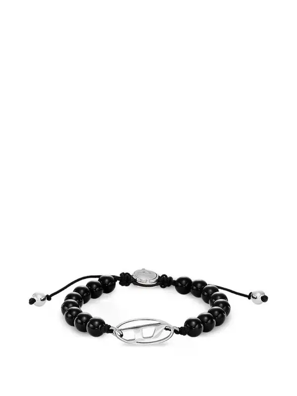 DIESEL® Logo Beaded Bracelet - Silver