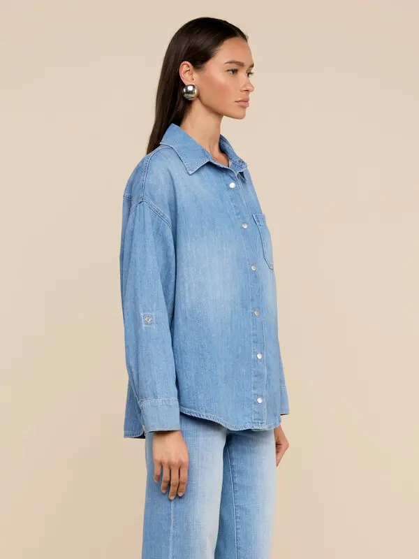 L'Agence Jorah Oversized Featherweight Denim Shirt