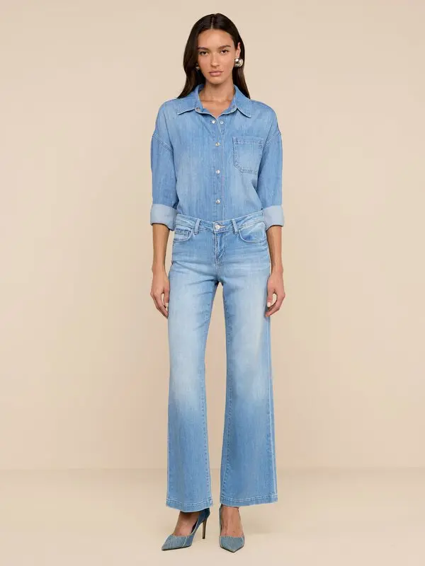 L'Agence Jorah Oversized Featherweight Denim Shirt