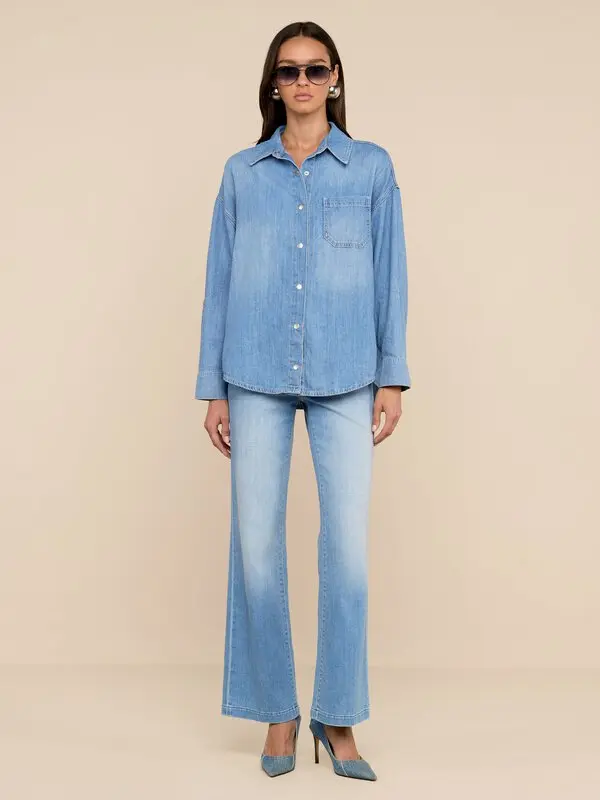 L'Agence Jorah Oversized Featherweight Denim Shirt