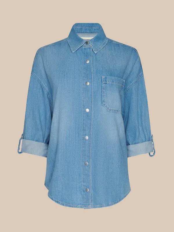 L'Agence Jorah Oversized Featherweight Denim Shirt