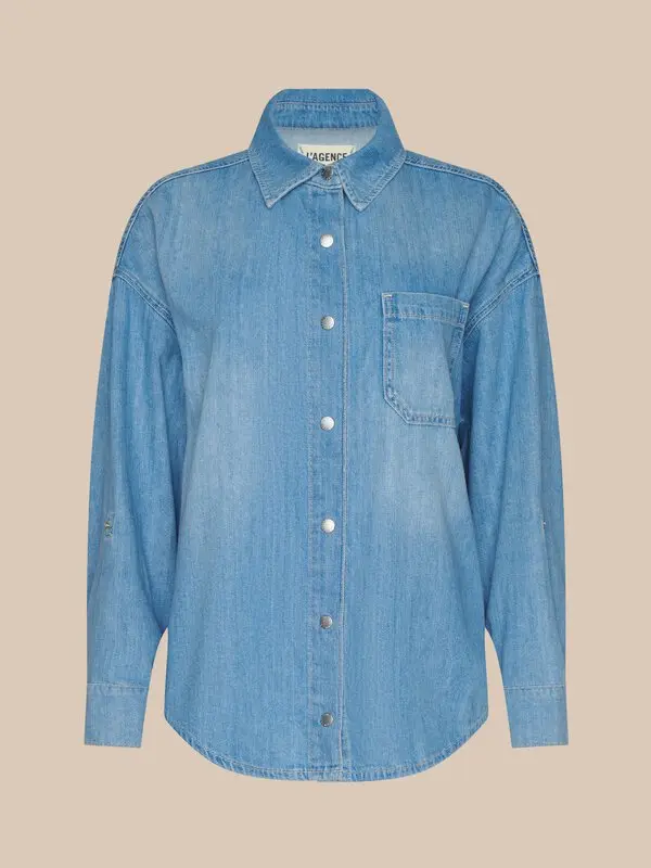 L'Agence Jorah Oversized Featherweight Denim Shirt