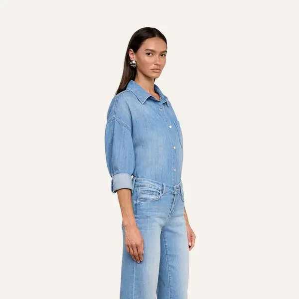 L'Agence Jorah Oversized Featherweight Denim Shirt - Seattle