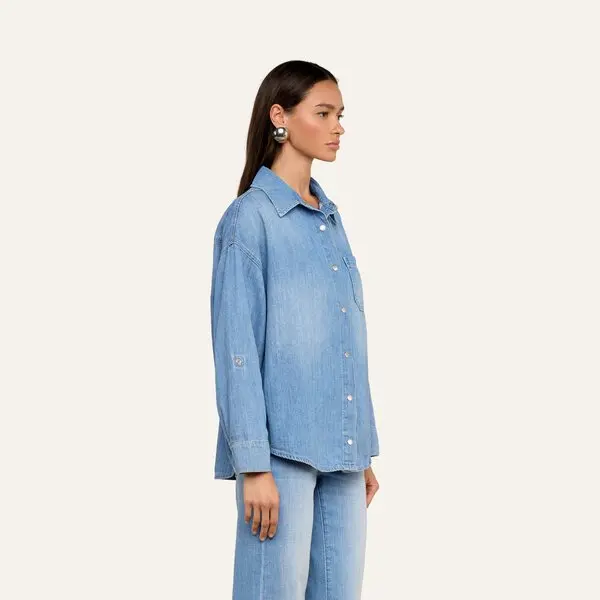 L'Agence Jorah Oversized Featherweight Denim Shirt - Seattle