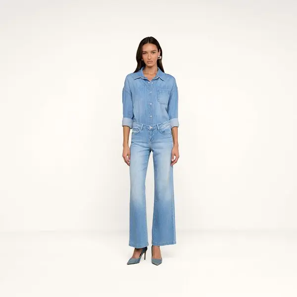 L'Agence Jorah Oversized Featherweight Denim Shirt - Seattle