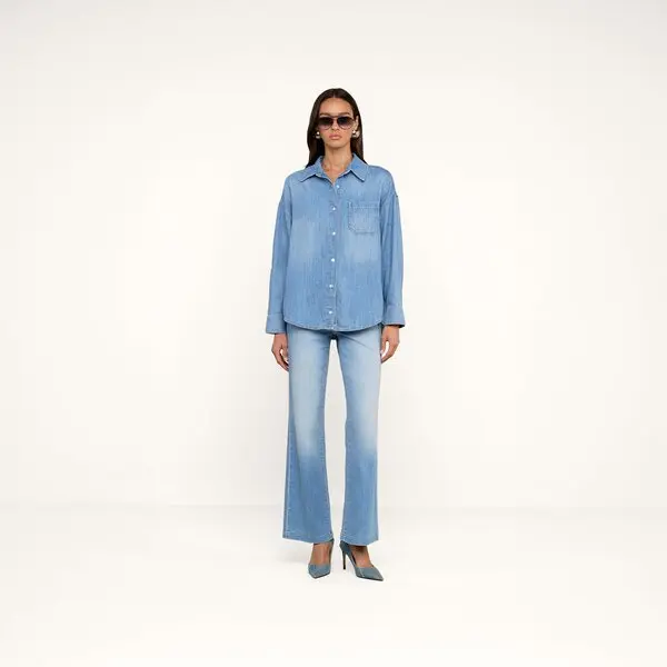 L'Agence Jorah Oversized Featherweight Denim Shirt - Seattle