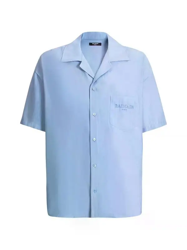 Balmain Vintage Shirt In Herringbone Poplin - Blue