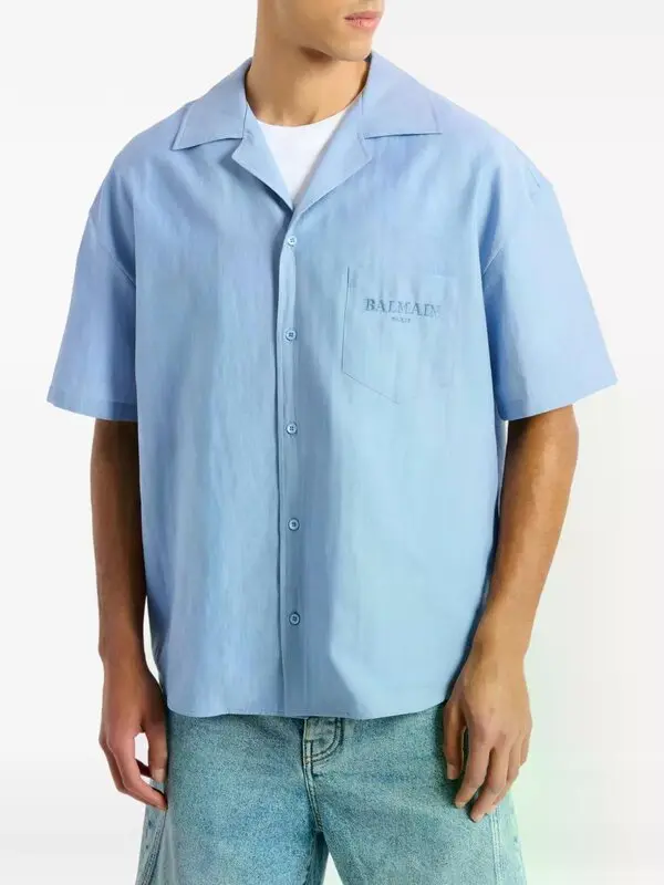 Balmain Vintage Shirt In Herringbone Poplin