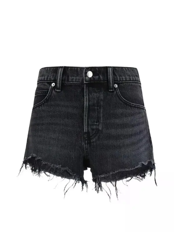 Alexander Wang Crystal-embellished Frayed Denim Shorts