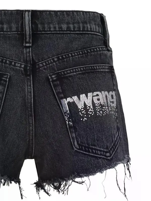 Alexander Wang Crystal-embellished Frayed Denim Shorts