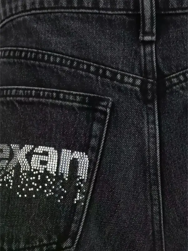 Alexander Wang Crystal-embellished Frayed Denim Shorts