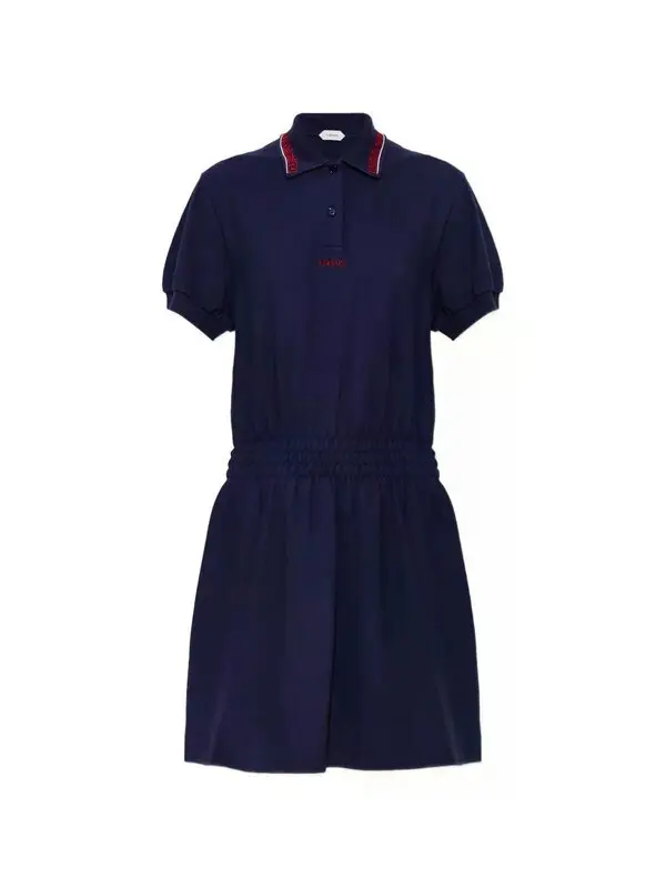 Versace Embroidered Logo Piqué Mini Dress - Blue