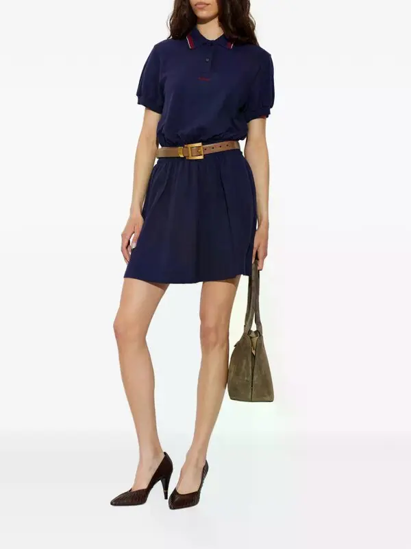 Versace Embroidered Logo Piqué Mini Dress