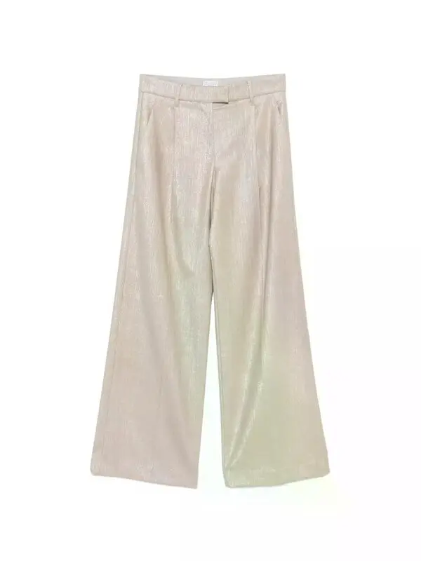 Brunello Cucinelli Shimmer Effect Pleated Trousers - Neutrals