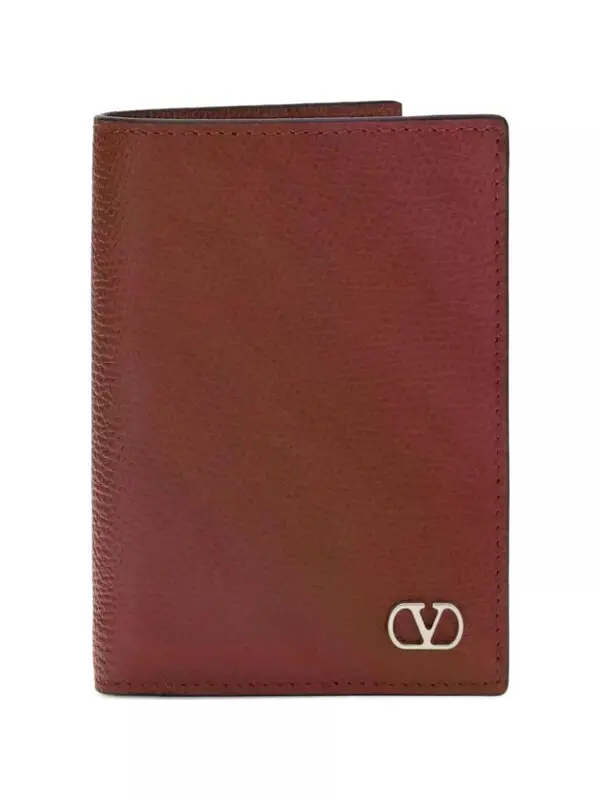 Valentino Garavani Vlogo Signature Leather Card Holder - Red