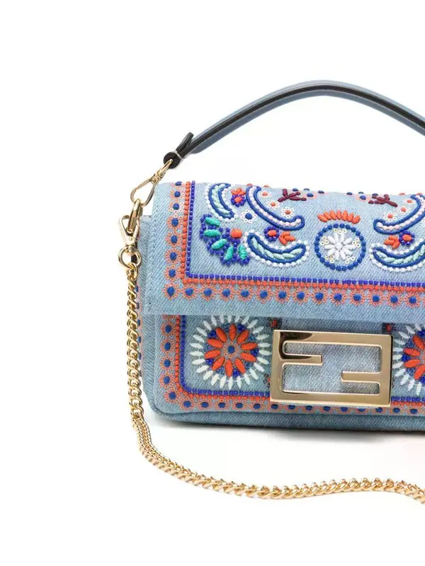 Fendi Mini Baguette Bead-embroidered Shoulder Bag