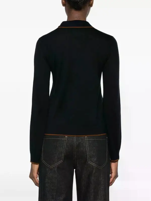 Max Mara Contrast Trim Polo Collar Cardigan