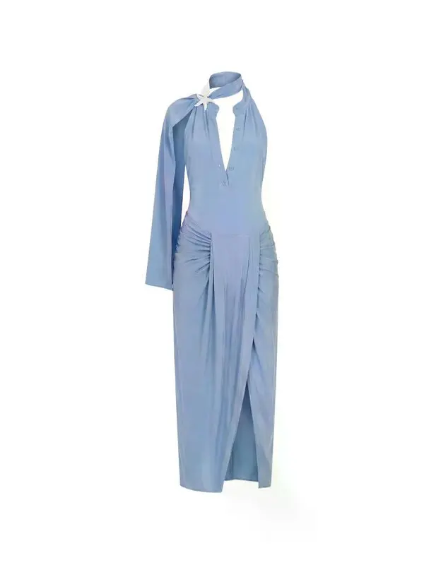 Vivetta Starfish Embellished Draped Midi Dress - Blue