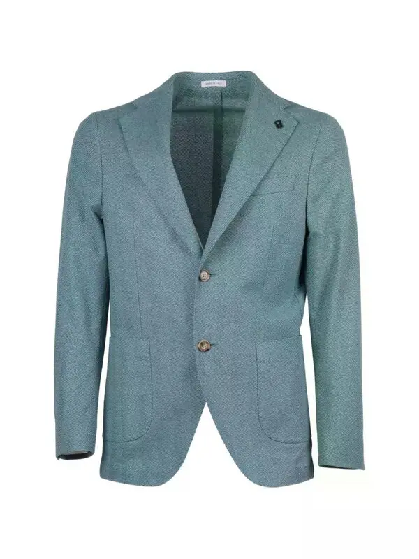 BRERA Herringbone-knit Single-breasted Blazer - Green