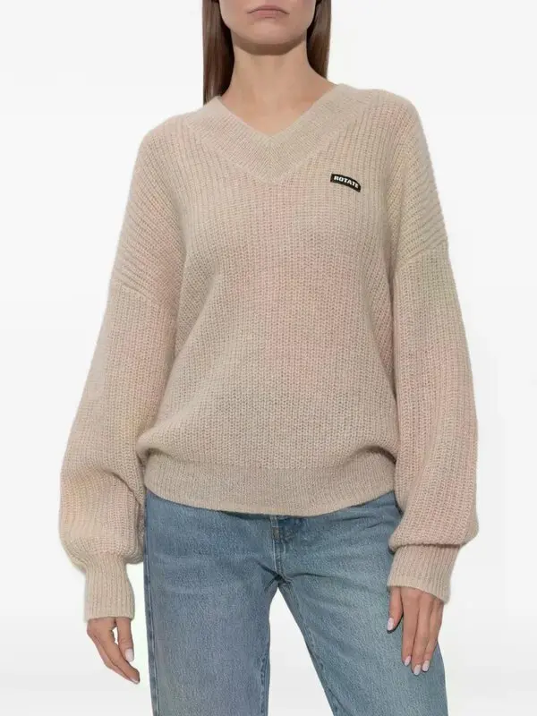 ROTATE BY BIRGER CHRISTENSEN Logo-patch V-neck Sweater