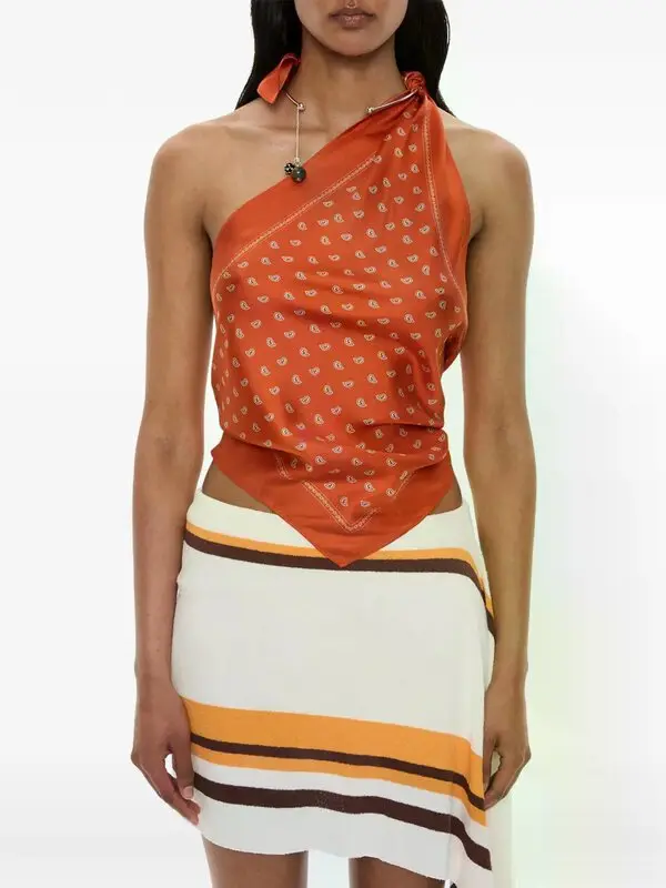 Christopher Esber Paisley Print Halter Neck Top - Neutrals