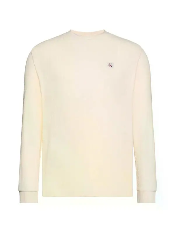 Calvin Klein Waffle-knit Logo-patch T-shirt - Neutrals