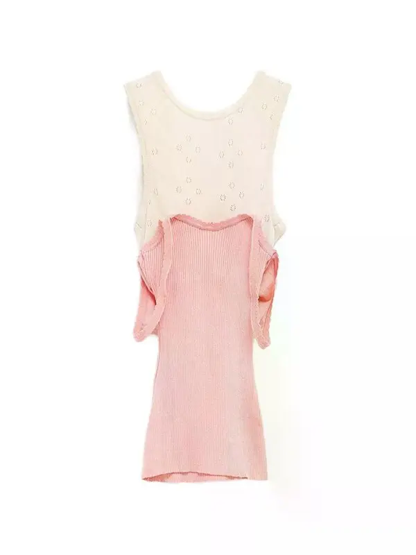 AUGUST BARRON Pointelle-knit Wrap-style Top