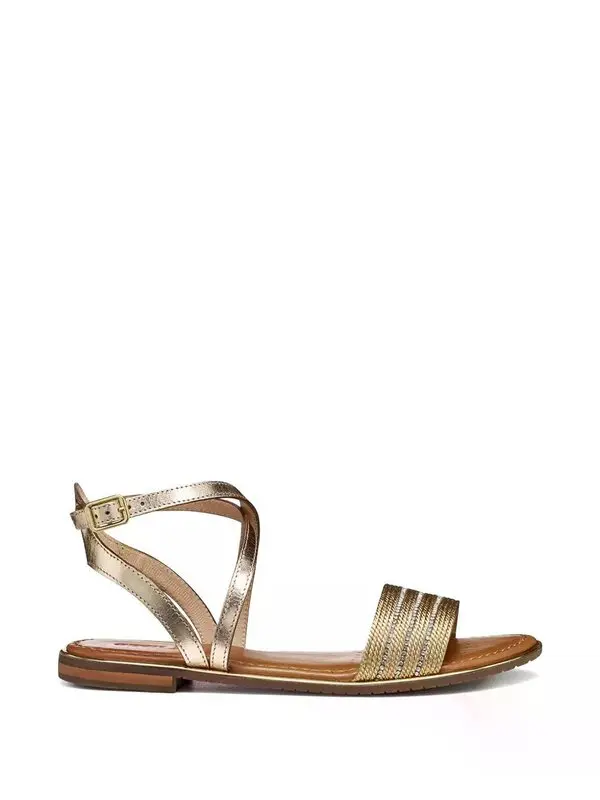 Geox Crystal-embellished Metallic Leather Sandals - Gold