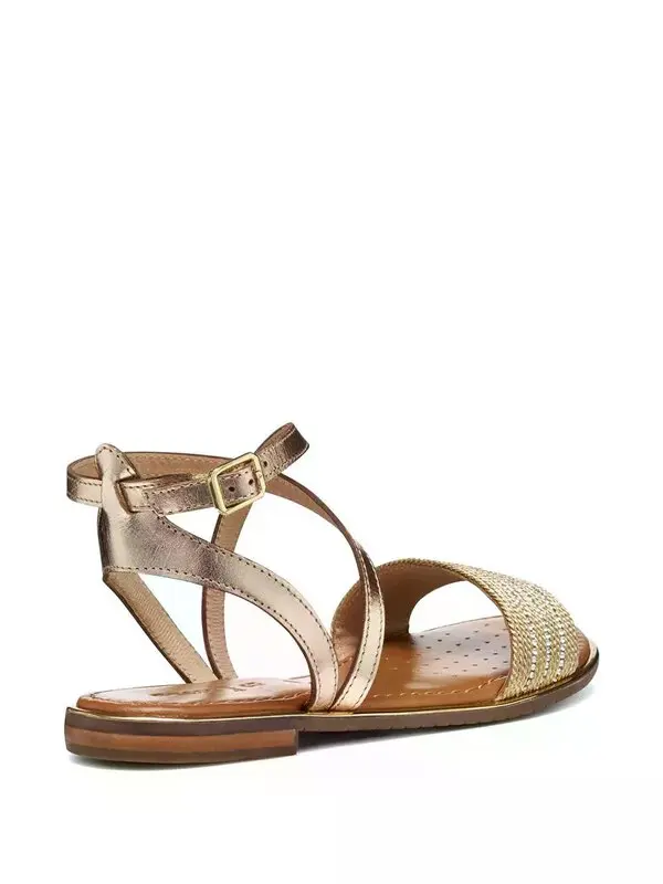 Geox Crystal-embellished Metallic Leather Sandals