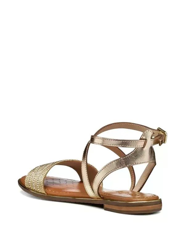 Geox Crystal-embellished Metallic Leather Sandals