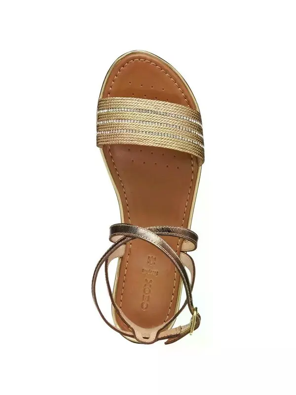 Geox Crystal-embellished Metallic Leather Sandals