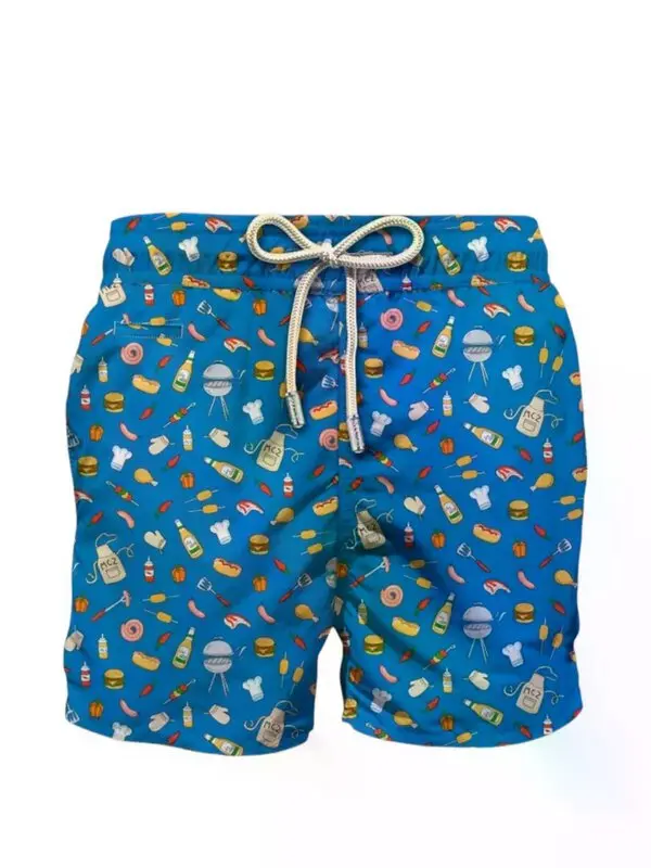 MC2 SAINT BARTH Barbecue Print Swim Shorts - Blue