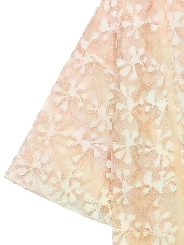 HUI MILANO Sheer Floral Appliqué Kimono