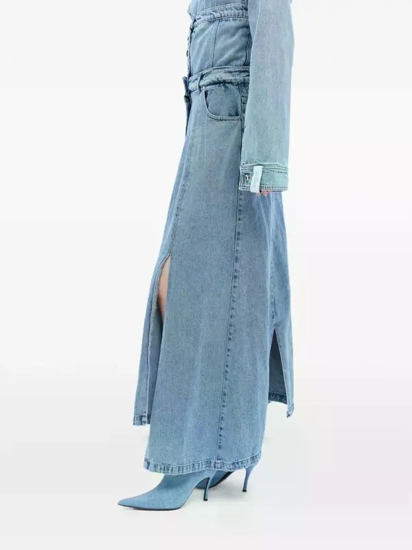 Rokh Slit Denim Midi Skirt