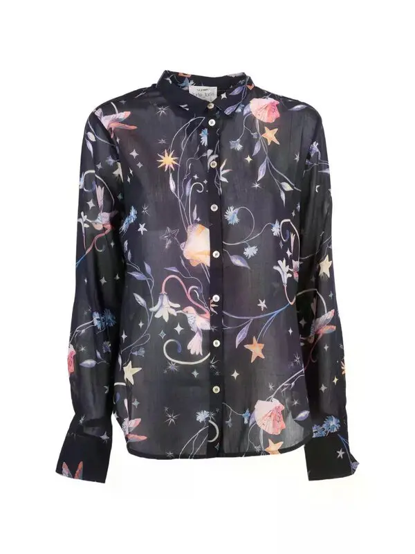 FORTE_FORTE Deliverance" Floral Print Voile Shirt - Blue